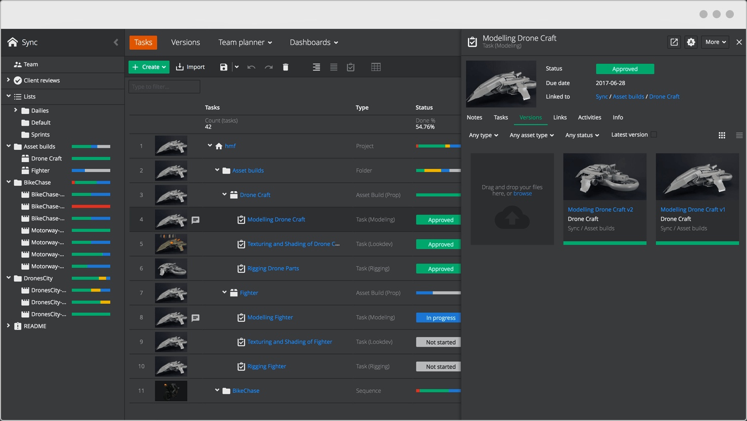 ftrack Features – Planning, Production tracking, Review & Approval