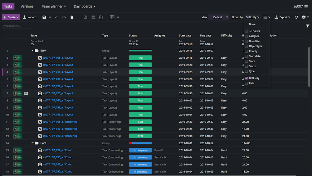 A closer look: Task columns in ftrack Studio 4.4 - ftrack