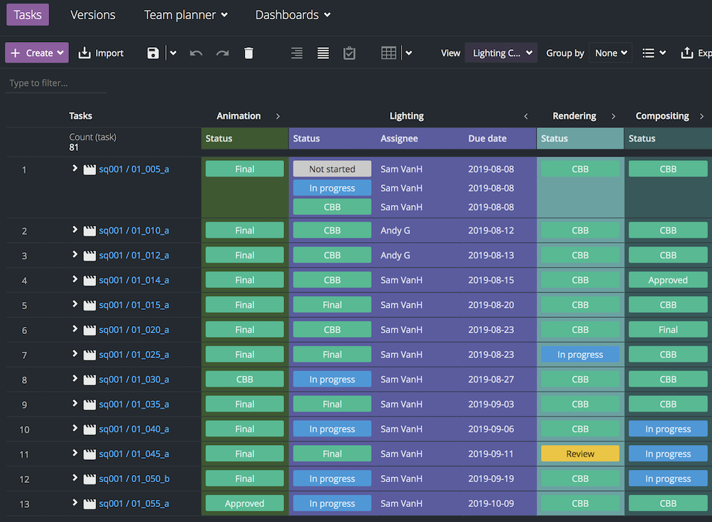 A closer look: Task columns in ftrack Studio 4.4 - ftrack