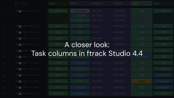 A closer look: Task columns in ftrack Studio 4.4 - ftrack