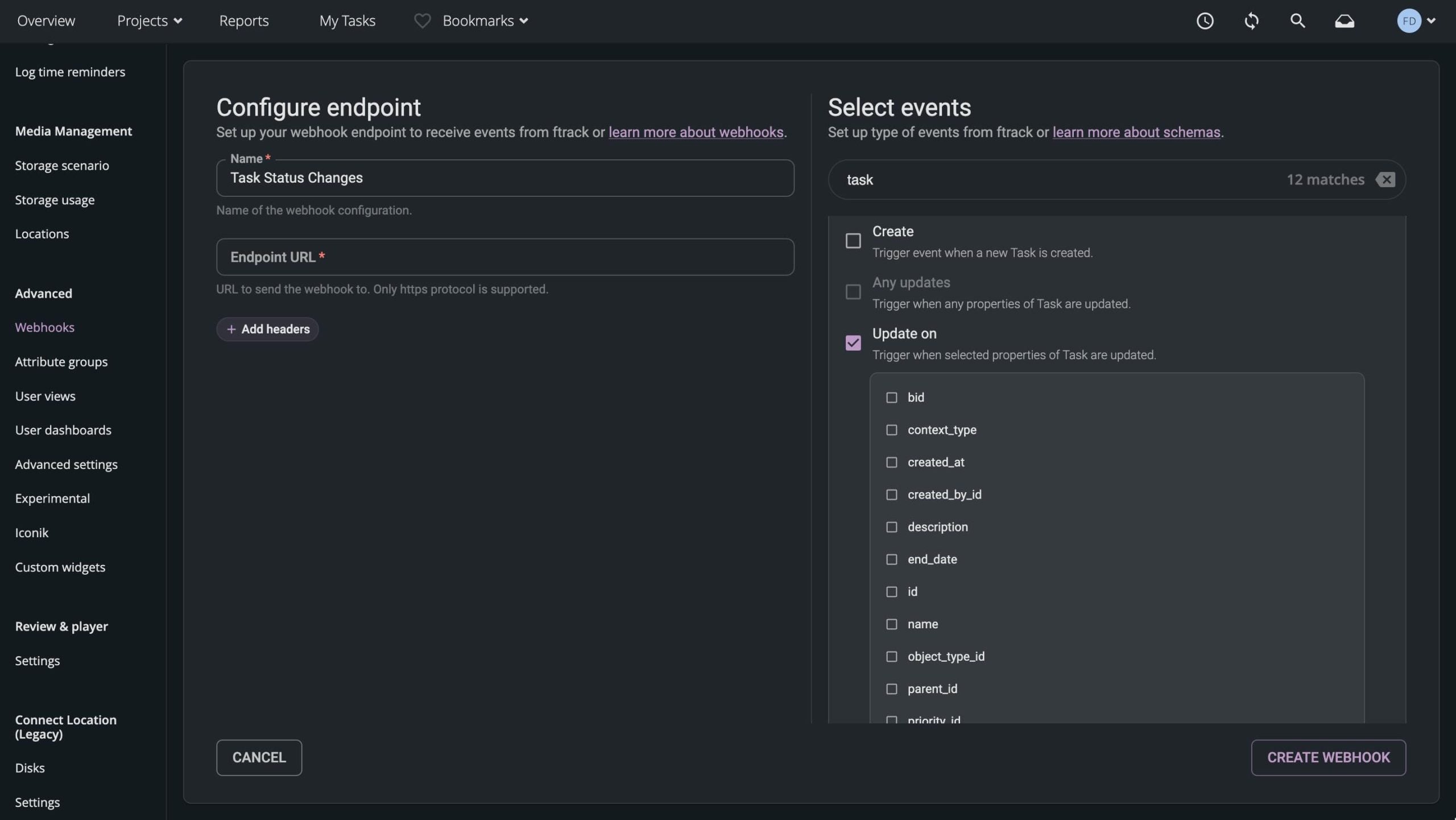 The new webhooks UI, external URL linking, and more - ftrack